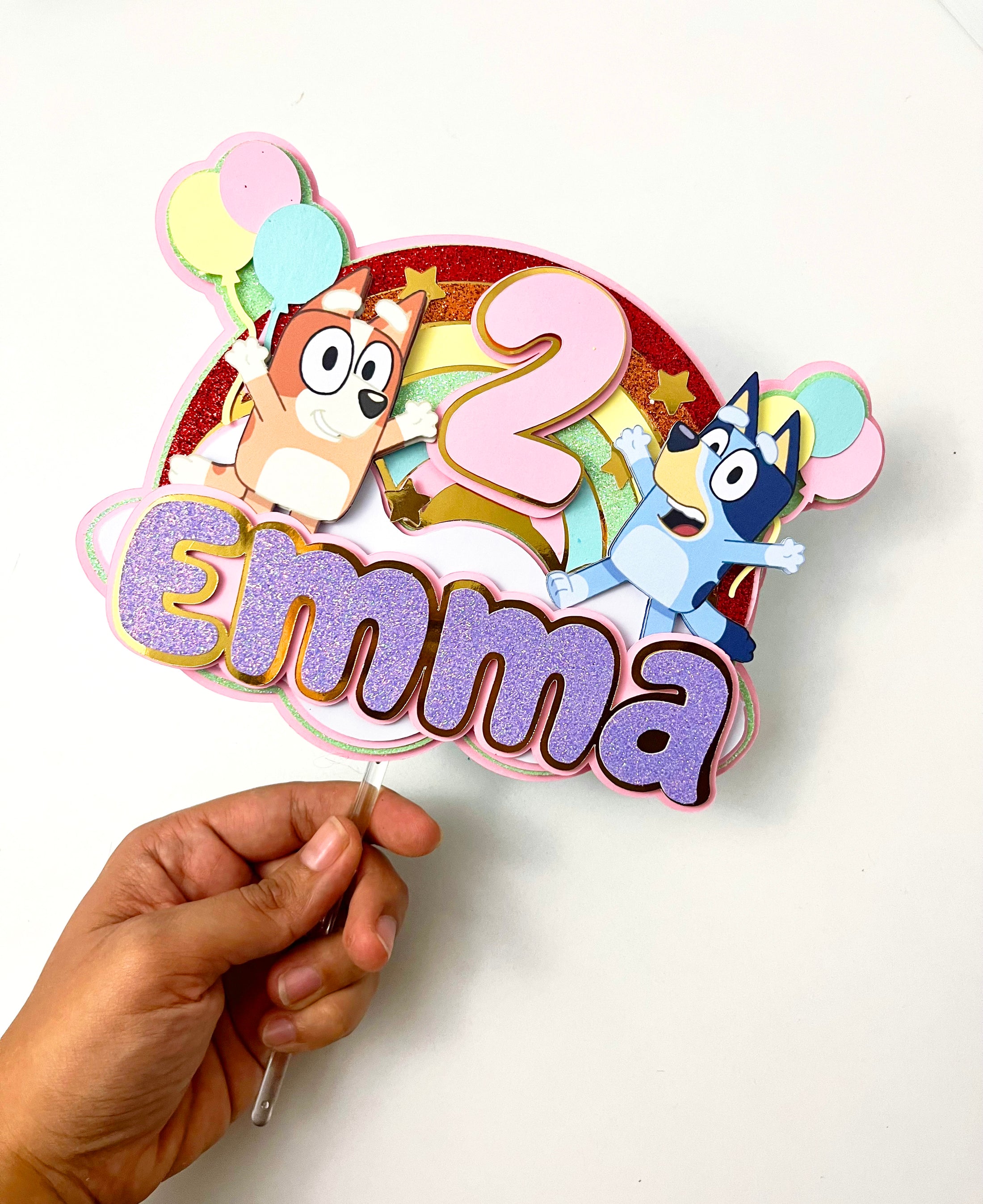 Blue dog Rainbow Cake Topper Design – Jeza Shop